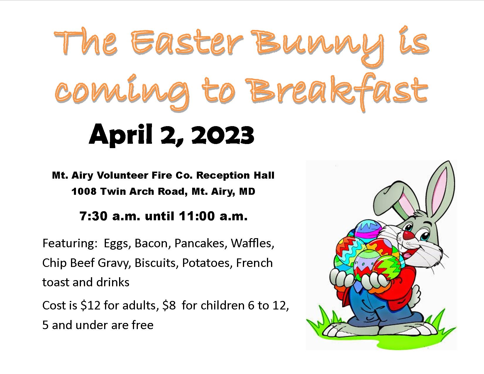 Breakfast with the Easter Bunny - Mt Airy Volunteer Fire Company